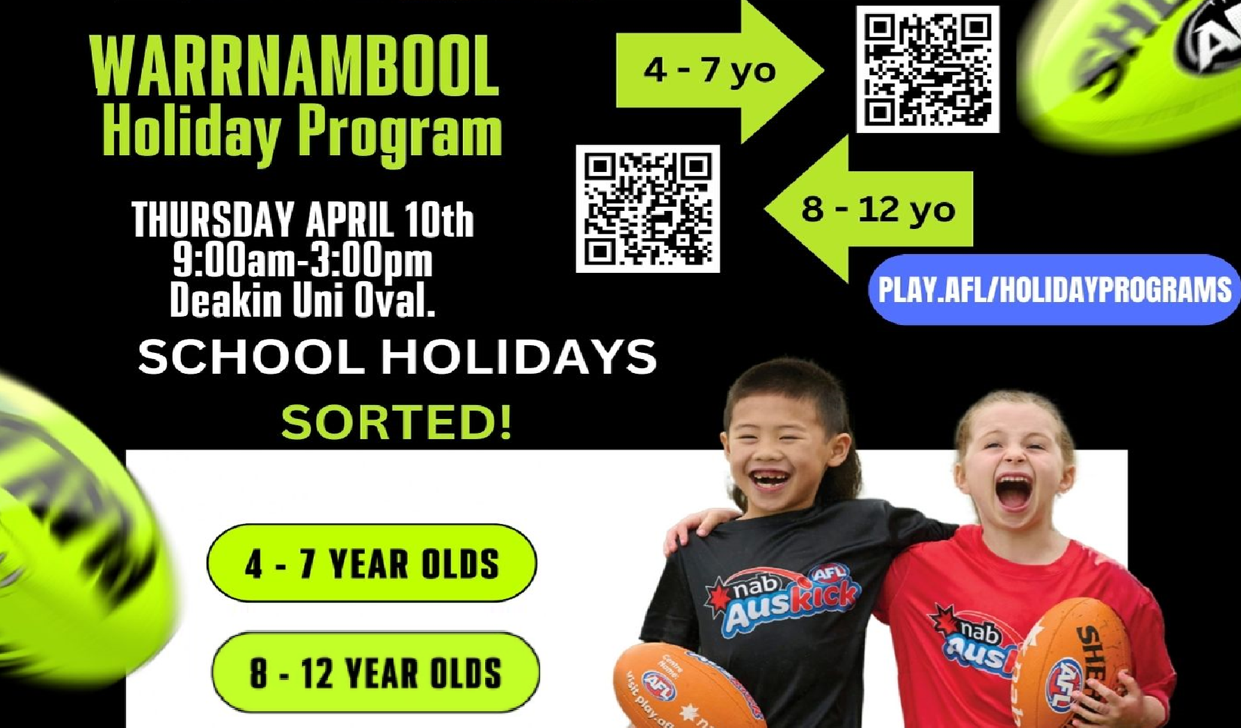 NAB AFL Auskick/Superkick Warrnambool School Holiday Program | What's ...